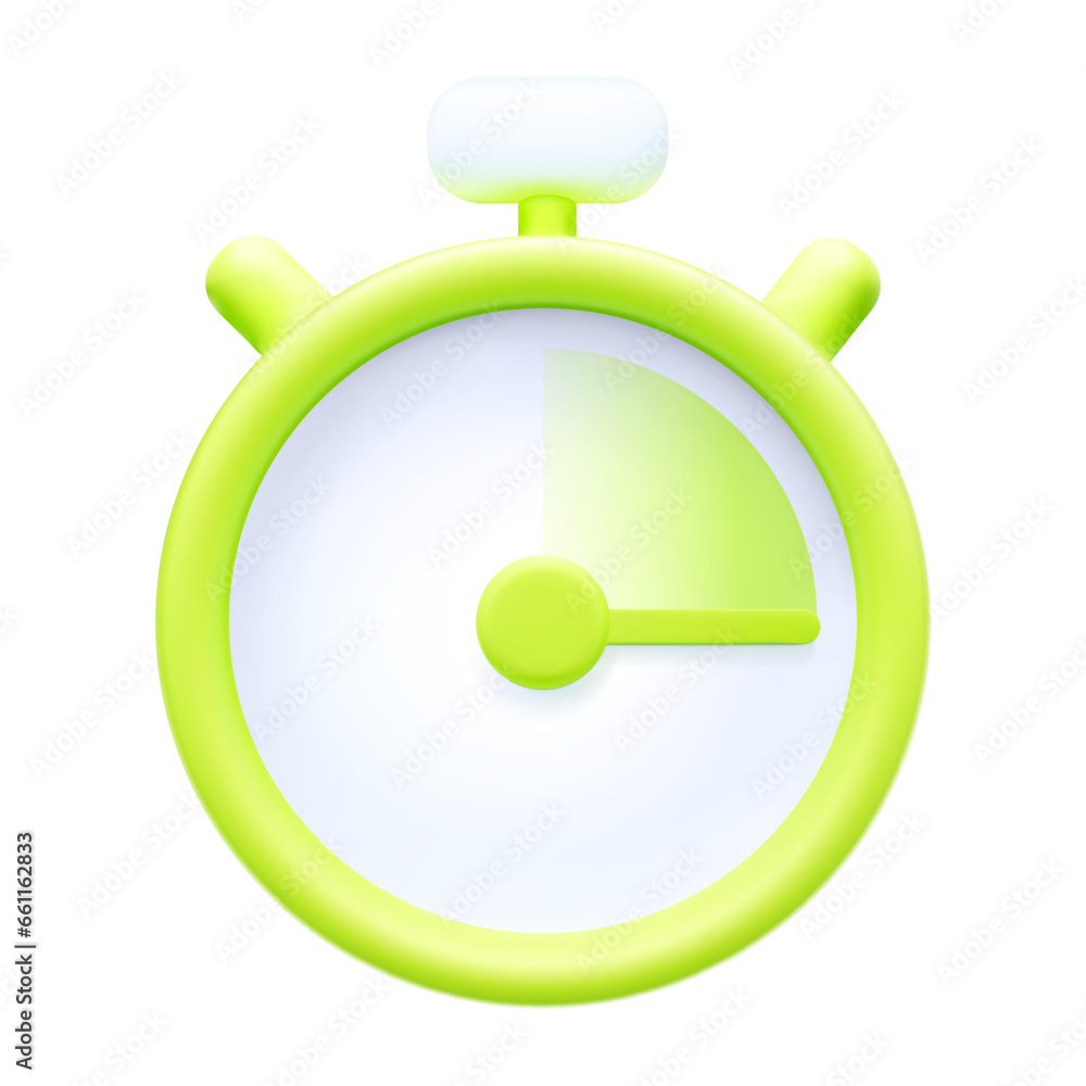 3D green timer render. Realistic style isolated vector. 3d vector ...