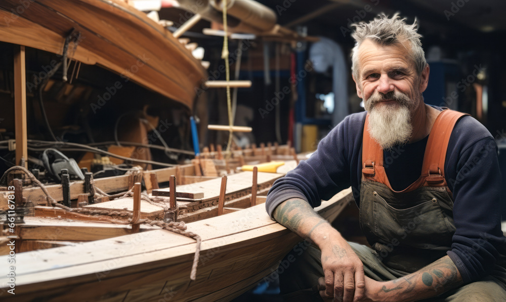 Boat Builder and Shipwright: Seamlessly Merging Art and Science. Stock ...