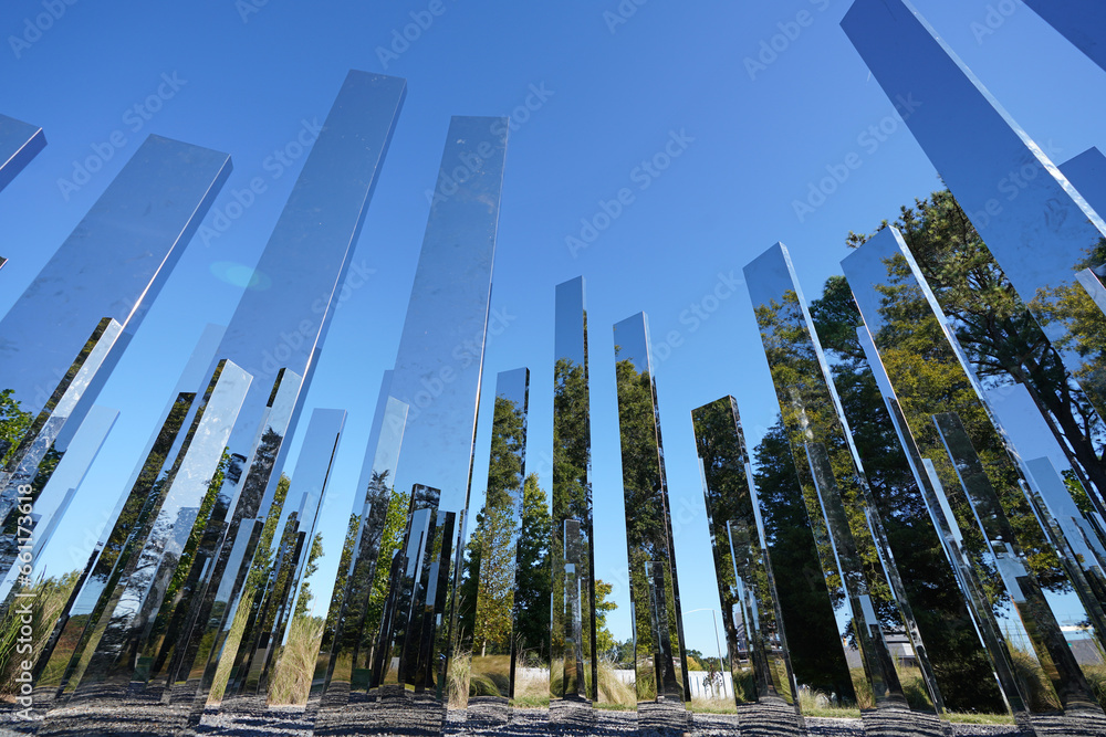 Raleigh, NC - USA - 10-09-2023: Mirror Labyrinth NY sculpture by artist ...