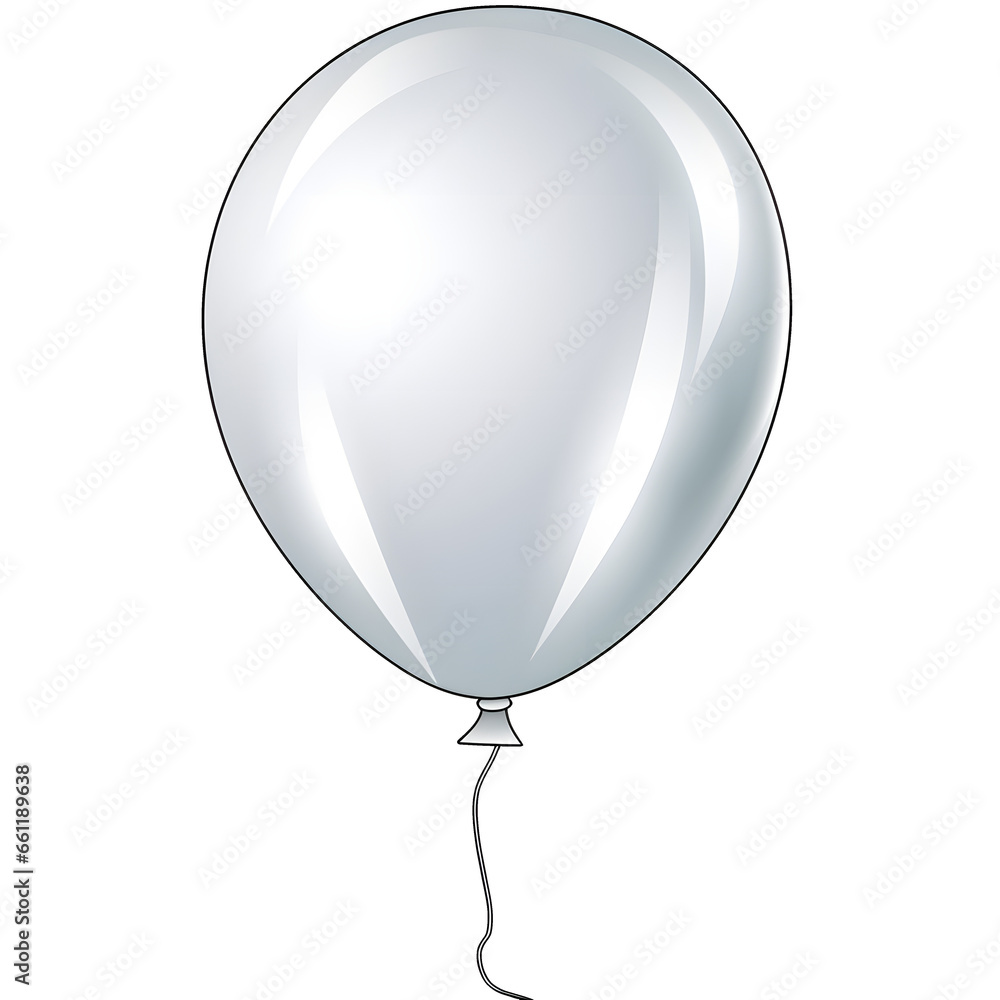 cartoon clipart of a single balloon in the color Silver, birthday ...