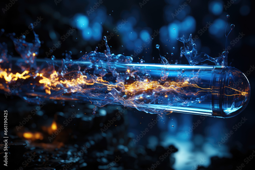 A vivid blue arc of electricity leaping between two electrodes ...