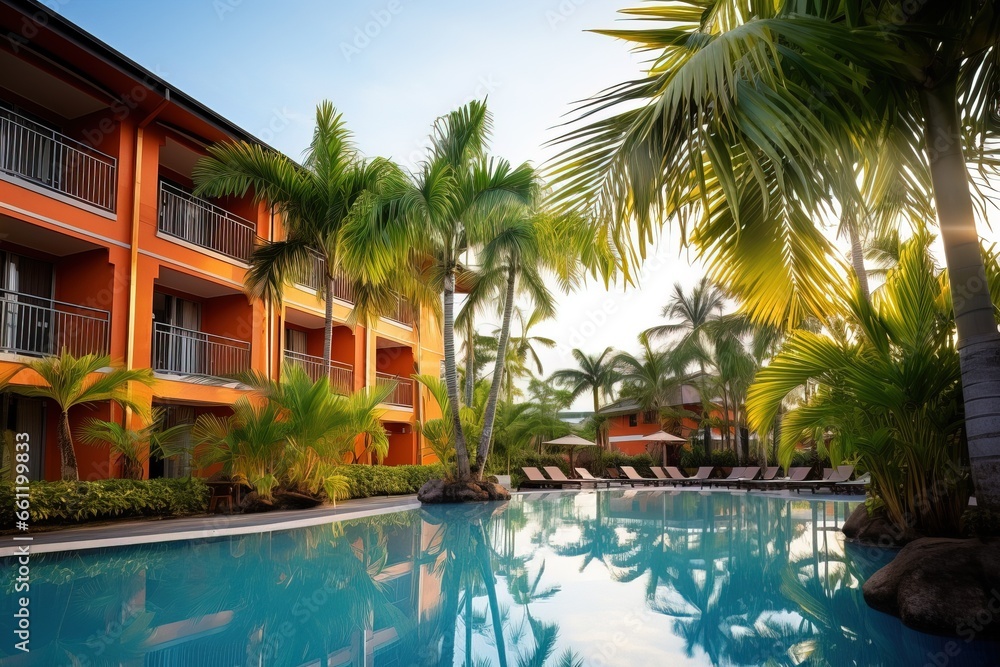 Amazing Tropical Hotel seen from Outside. Exterior Design of a Exotic 5 ...