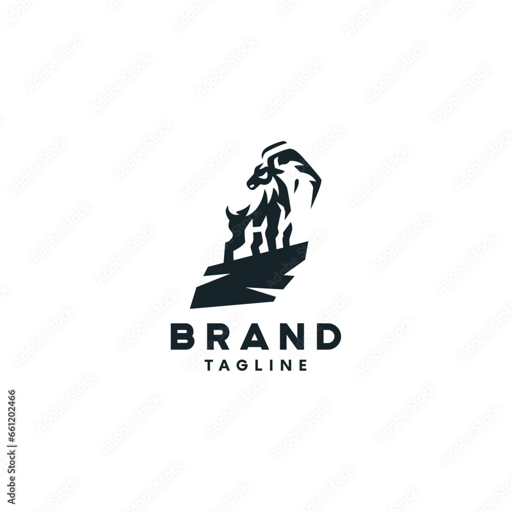 Modern Mountain Goat Logo Design Symbol Template Flat Style Vector ...