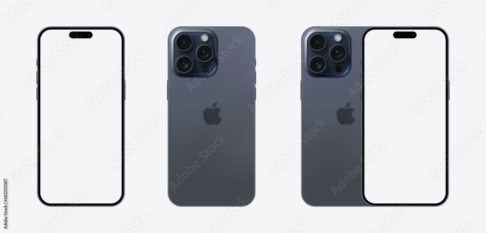 iPhone 15 pro mockup set with back and front angles. Stock Vector ...