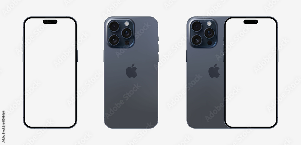 iPhone 15 pro mockup set with back and front angles. Stock Photo ...