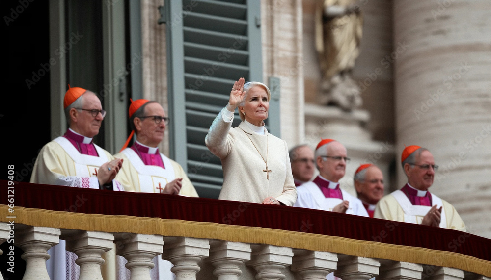 Historic Moment: Female Pope Elected on Vatican Balcony. Generative AI ...