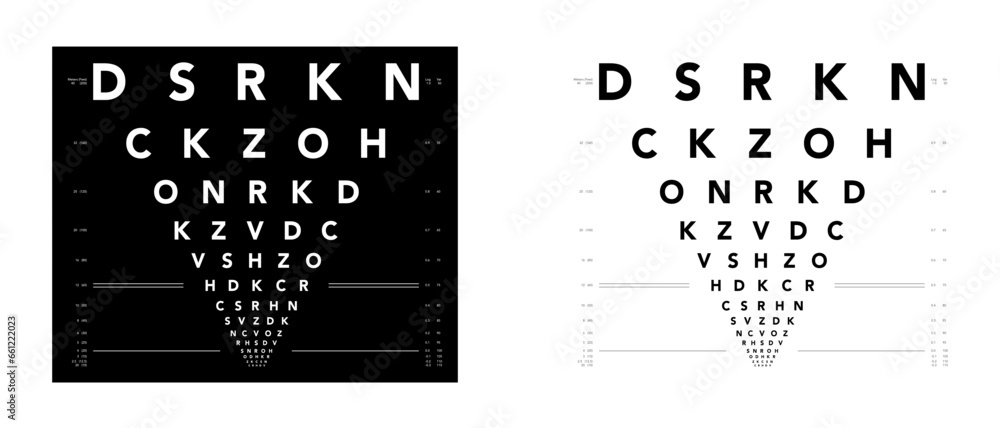 LogMAR chart Eye Test Chart medical illustration. Line vector sketch ...