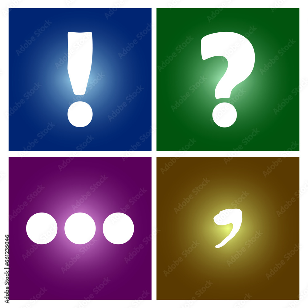 Colorful punctuation mark backgrounds. Question sign, exclamation mark ...