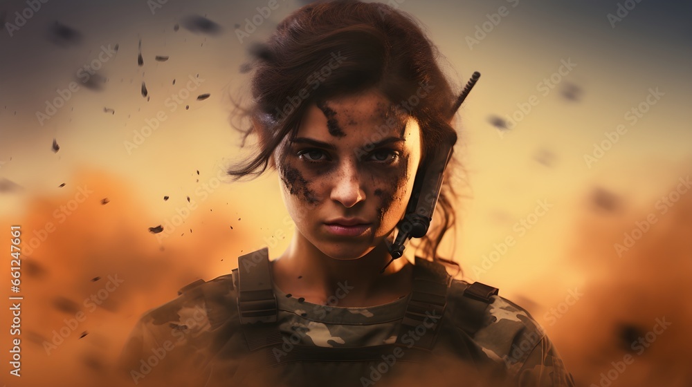 n inspiring image of a resolute and determined female soldier fully ...