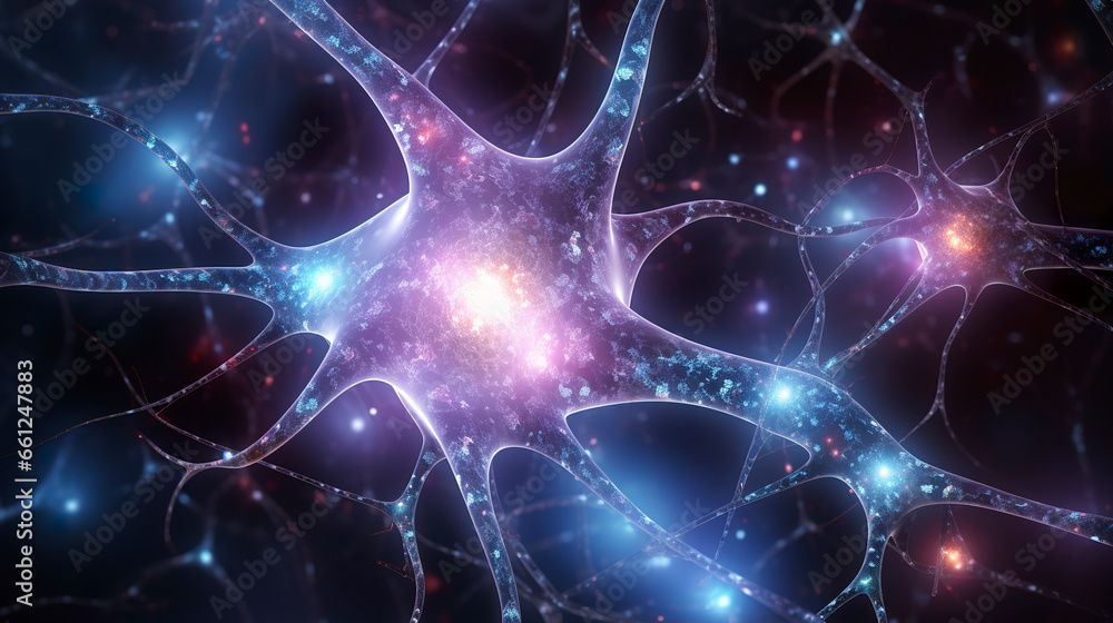 Abstract close-up of a brain neuron. Human brain neural network ...