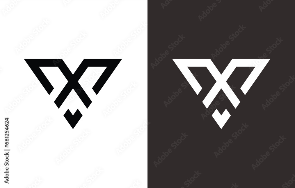 monogram logo in the shape of an inverted triangle that forms the ...