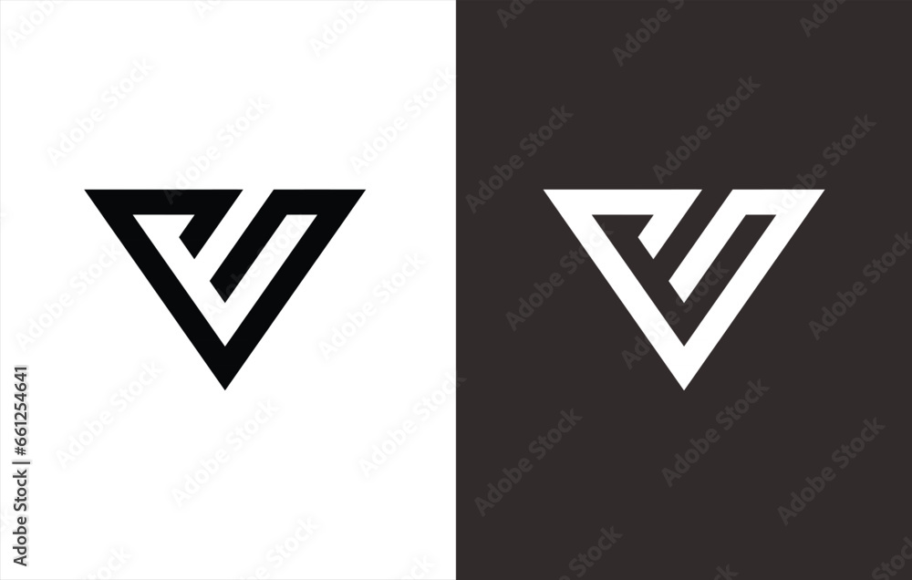 monogram logo in the shape of an inverted triangle that forms the ...