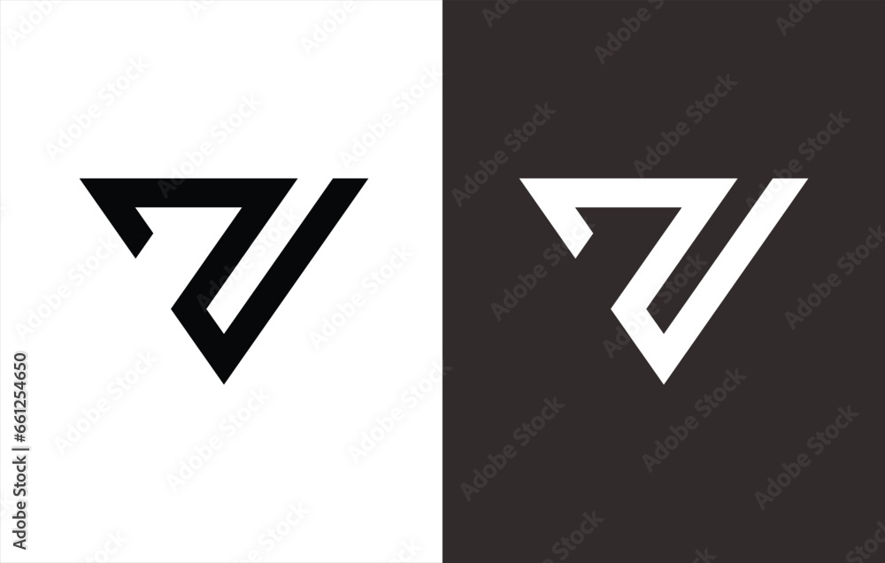 monogram logo in the shape of an inverted triangle that forms the ...