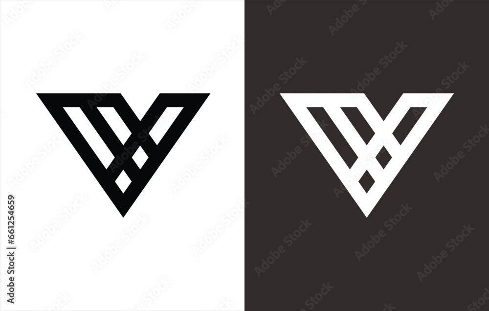 monogram logo in the shape of an inverted triangle that forms the ...
