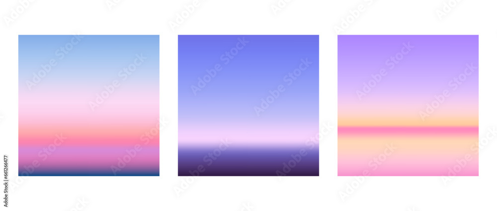 Sunrise or sunset gradients background set. Smooth blurred wallpaper ...