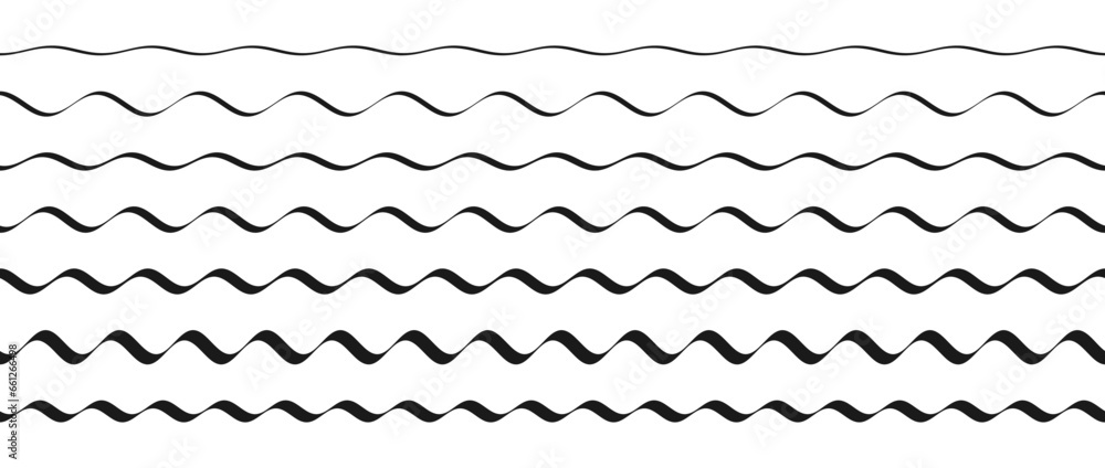Wavy border pattern set. Repeating wave lines collection. Graphic ...