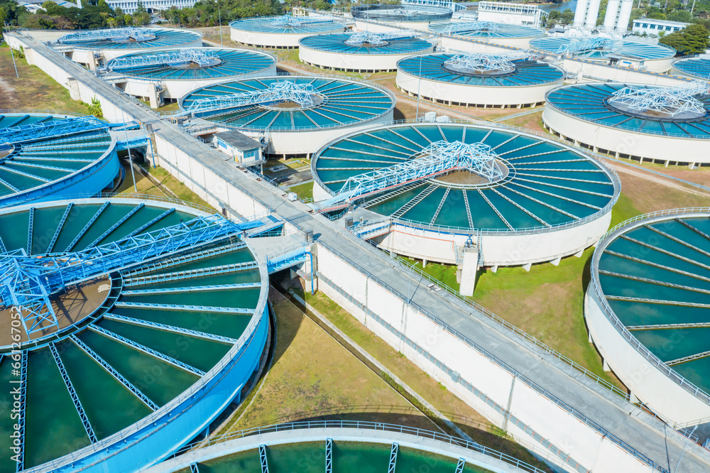 Aerial view of Drinking Water Treatment plants. Microbiology of ...
