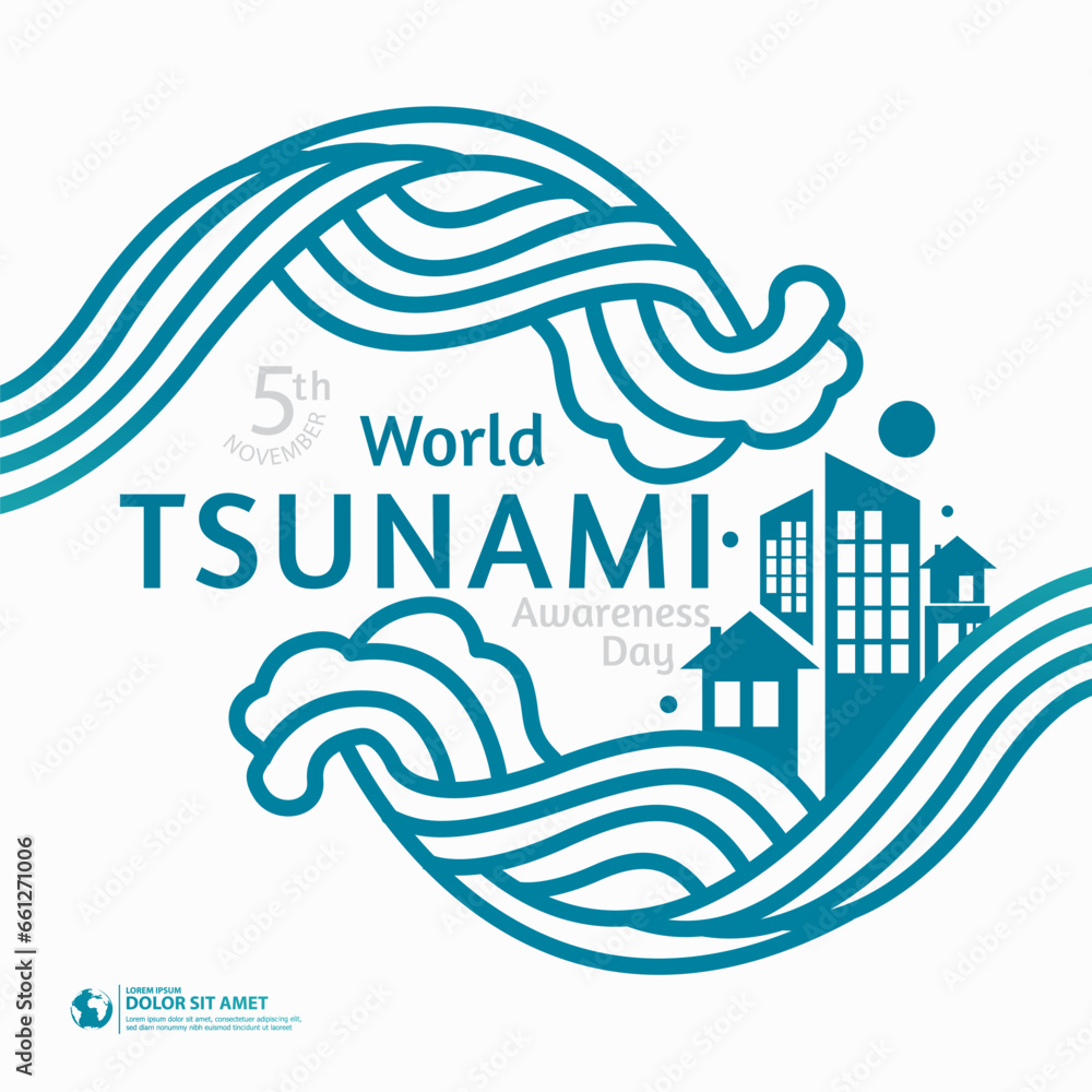 world tsunami awareness day logo event concept design Stock Vector ...