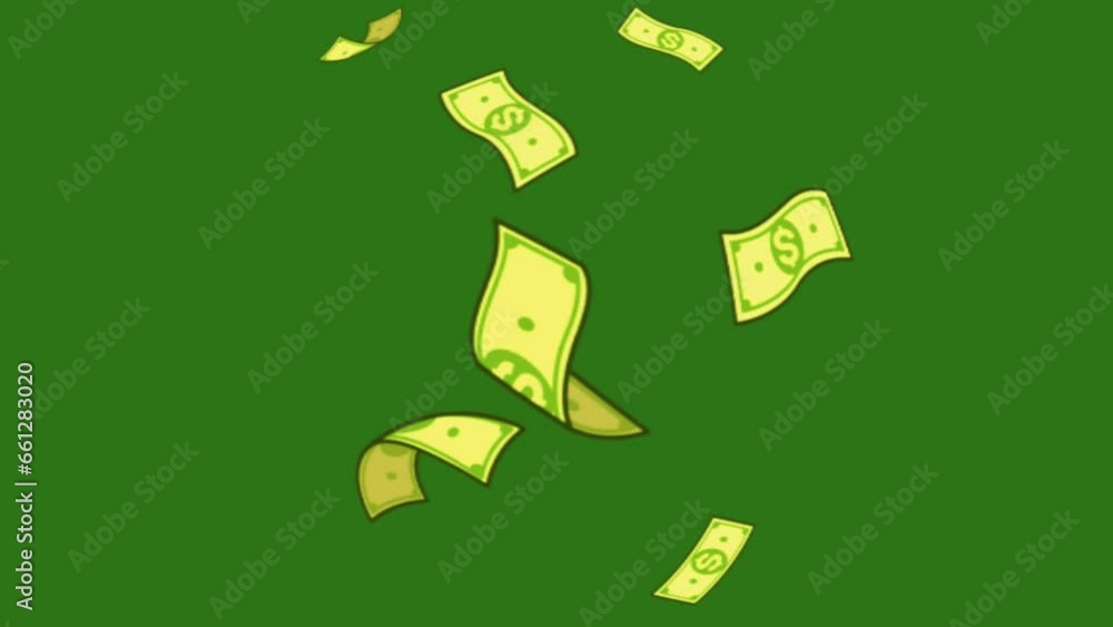 Animated footage of dollar bills moving. Cartoon Movement, with ...