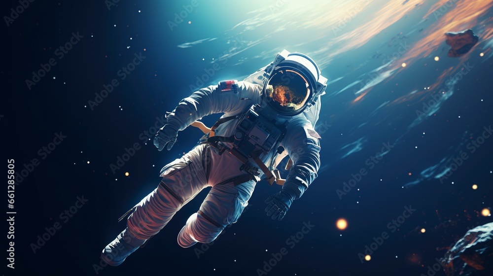 An awe-inspiring animated illustration that showcases an astronaut's ...