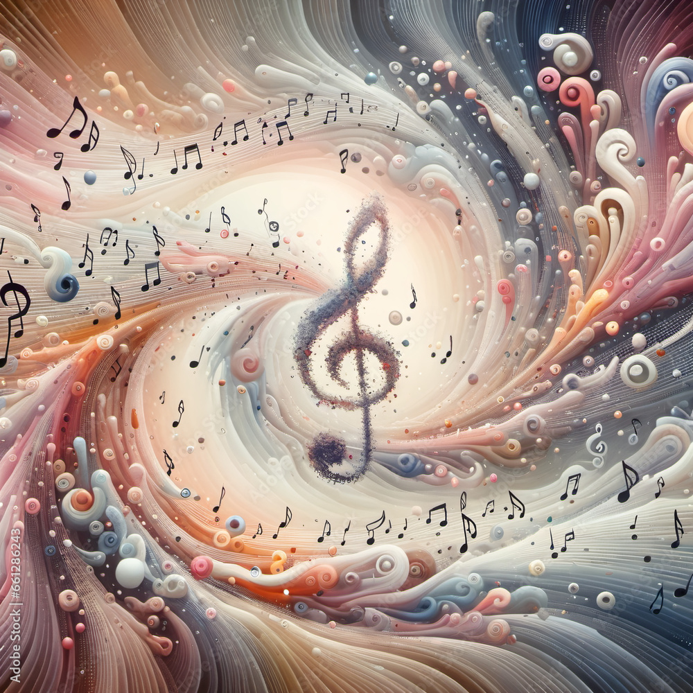 Abstract representation of jazz notes floating in the air, creating a ...