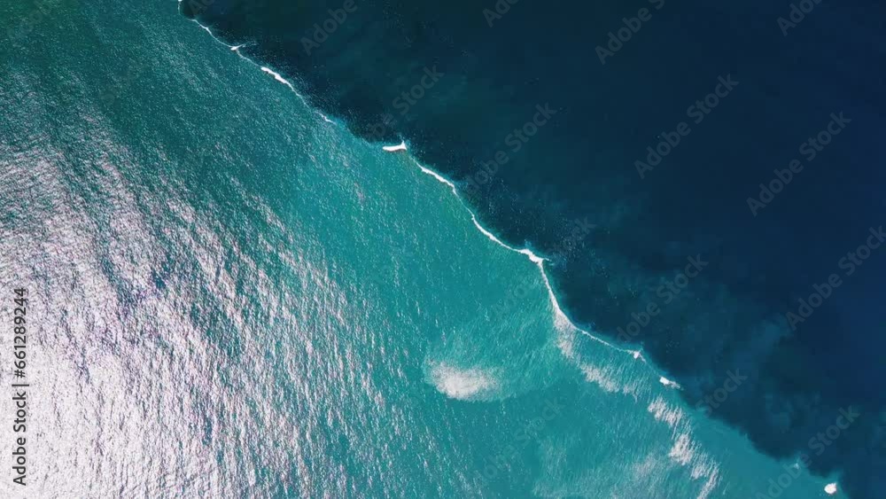 Boundary zone in the Atlantic Ocean. Aerial view of the dividing line ...