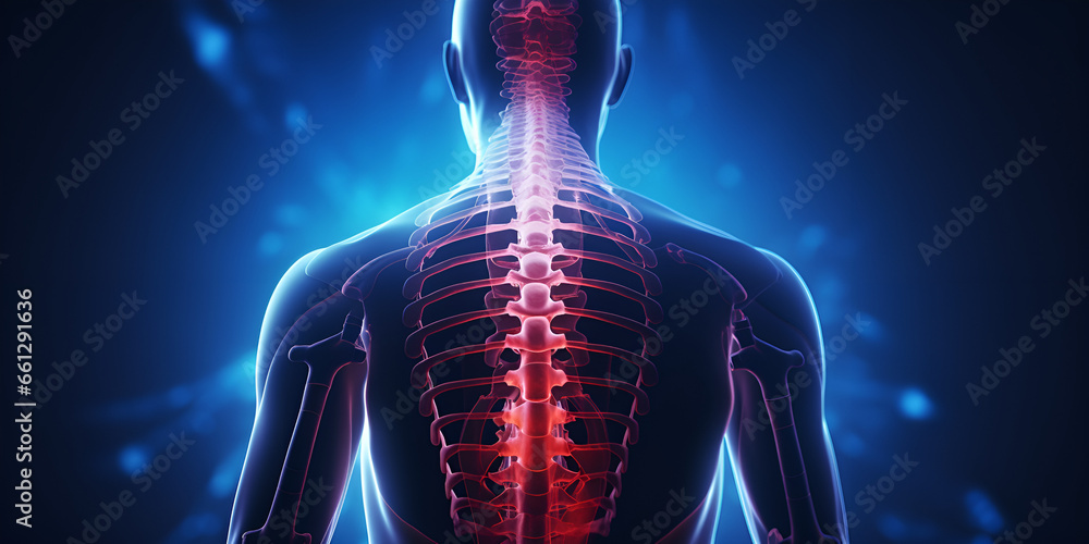 human nervous system, anatomy x-ray human body back view generative ai ...