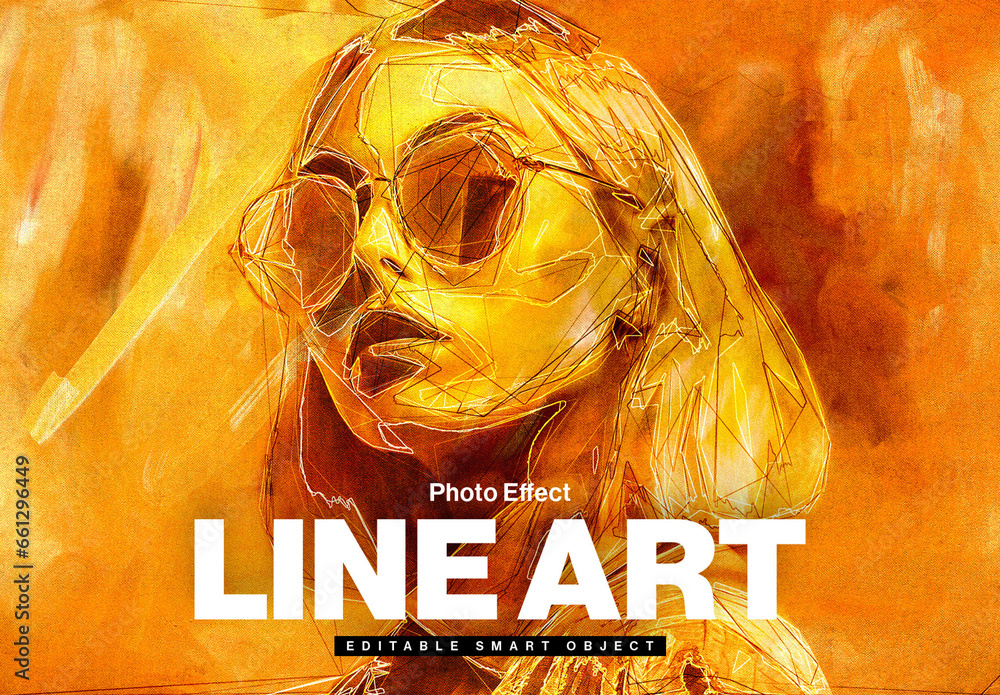 Digital Line Art Photo Effect Stock Template | Adobe Stock