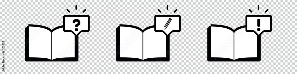 Book Icon Set - Reading, Studying, Learning - Different Vector ...