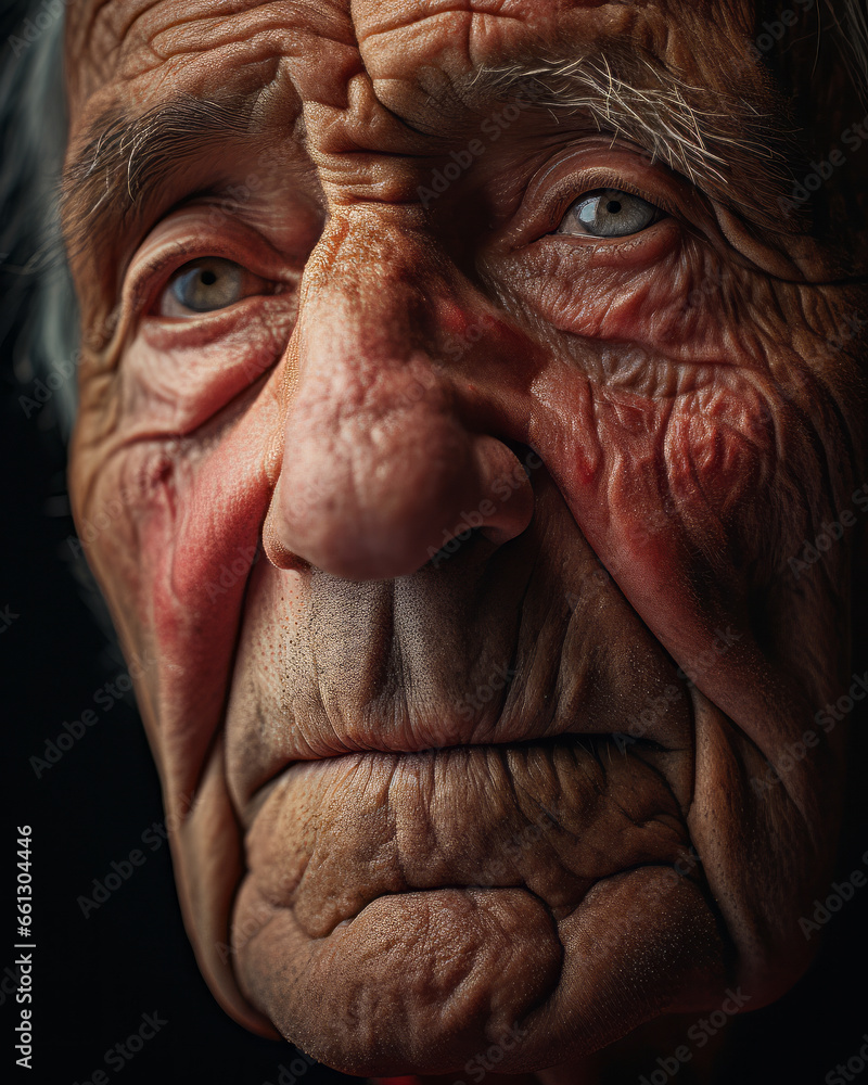 Old Person Portrait. Close-up Macro View of Wrinkled and Expressive ...