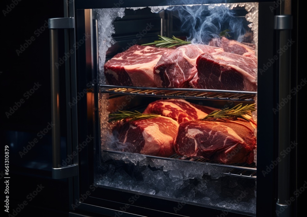 Carne expuesta en un escaparate de un restaurante Stock Photo | Adobe Stock