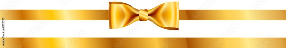 gold Bow and Ribbon Horizontal Realistic shiny satin horizontal ribbon ...