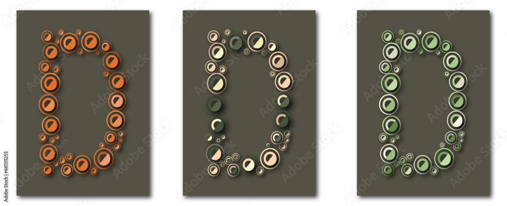 Abstract Set of alphabets with colorful circles and thank you wishing ...
