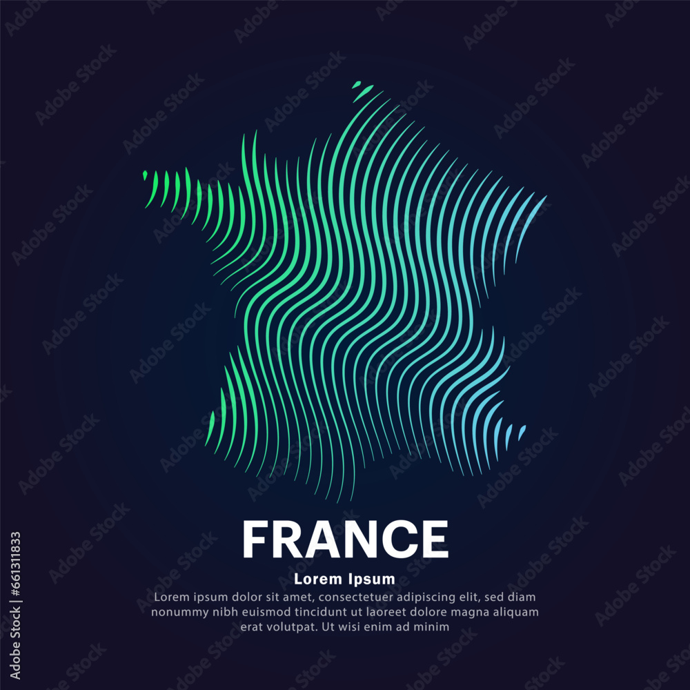 simple line art Map of France. Creative France map logotype vector ...