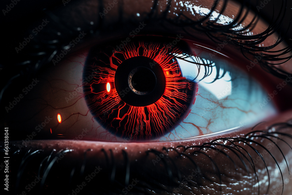 minimalist photo of a laser beam reshaping the cornea of an eye ...