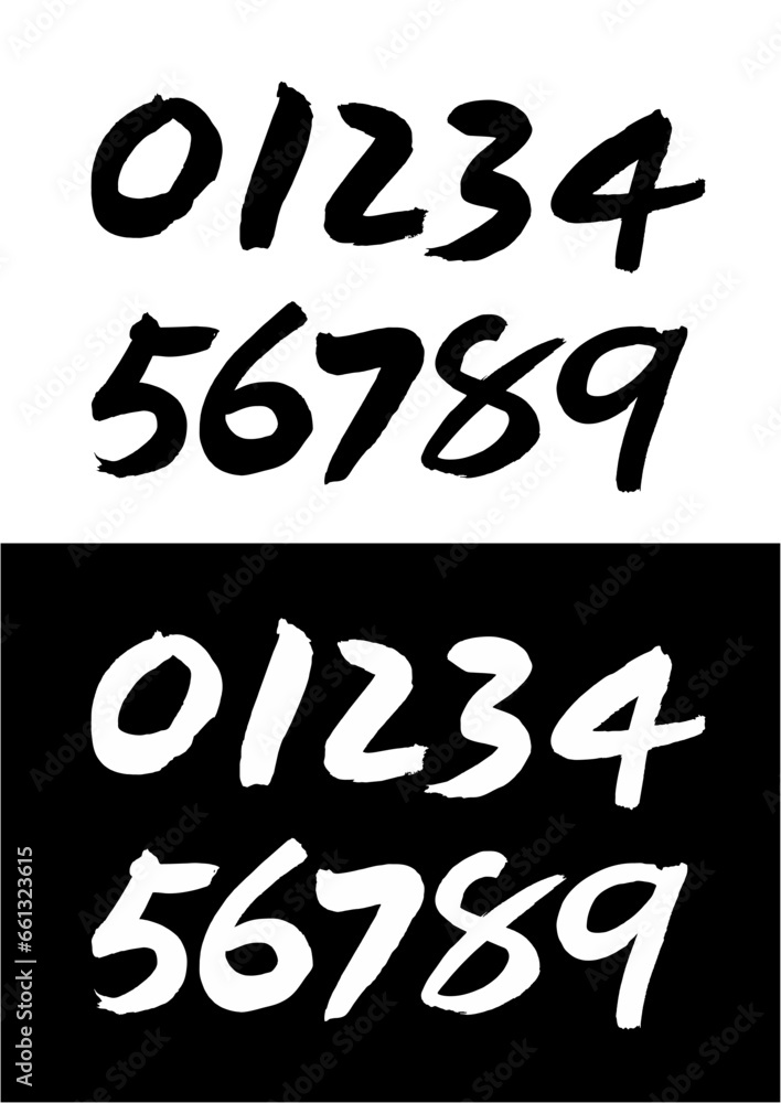 Handwritten Arabic numerals in Chinese calligraphy Stock Vector | Adobe ...