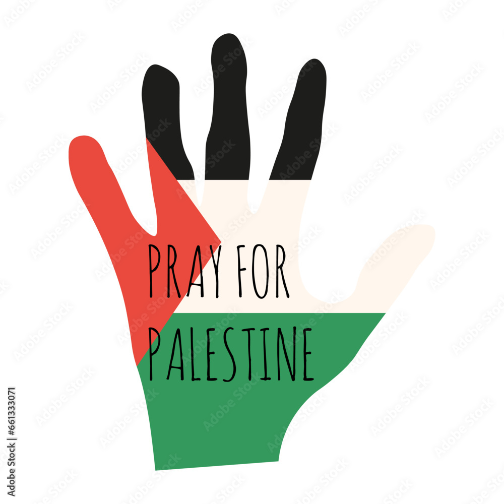 Gaza vs Israel military conflict. Palm in Palestine flag color. Pray ...