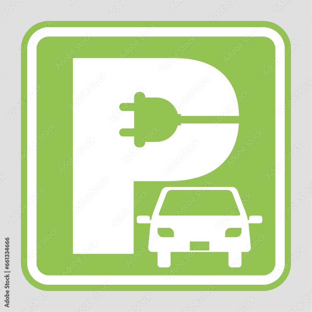 Sign, logo, electric car parking station for charging batteries, vector ...