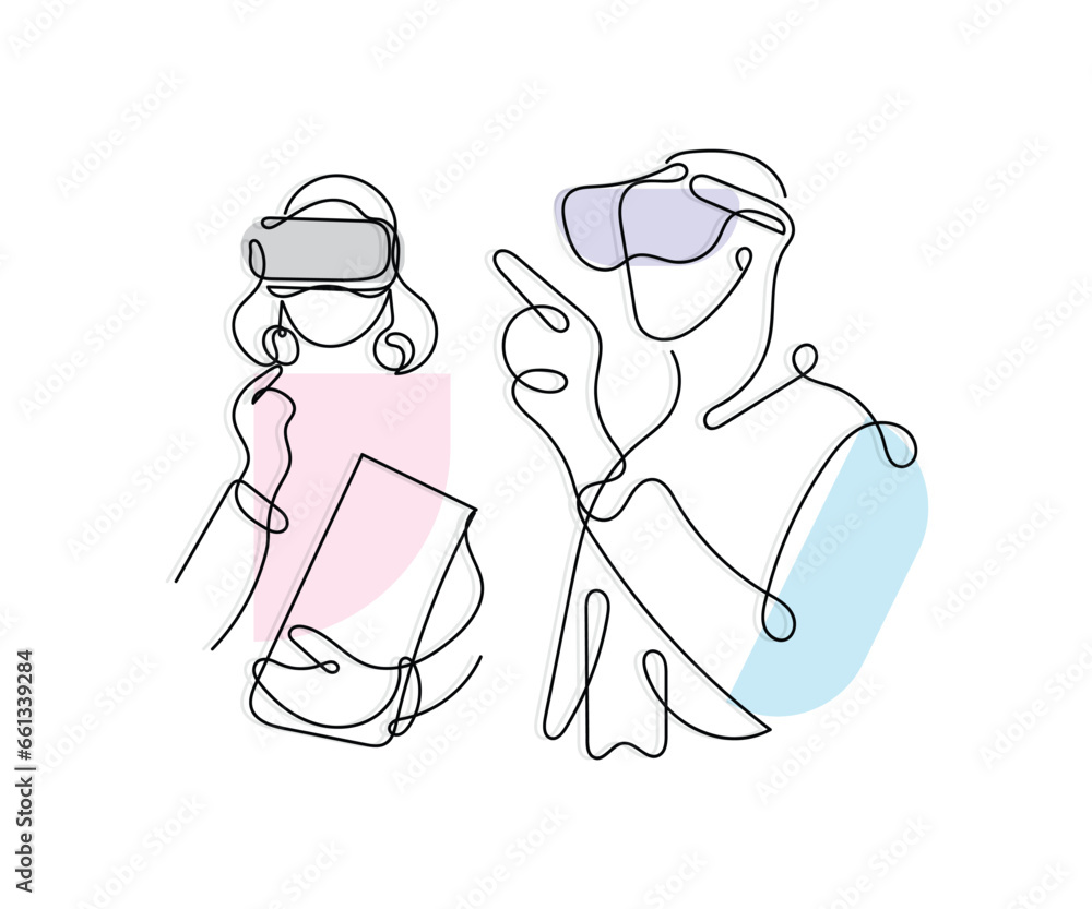 Line art vector of Robots. Artificial Intelligence concept. Isolated ...