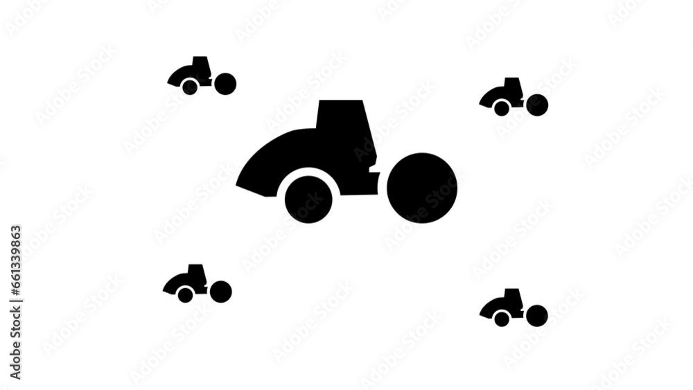 Zoom in and out animation the road roller symbol. Large black symbol in ...
