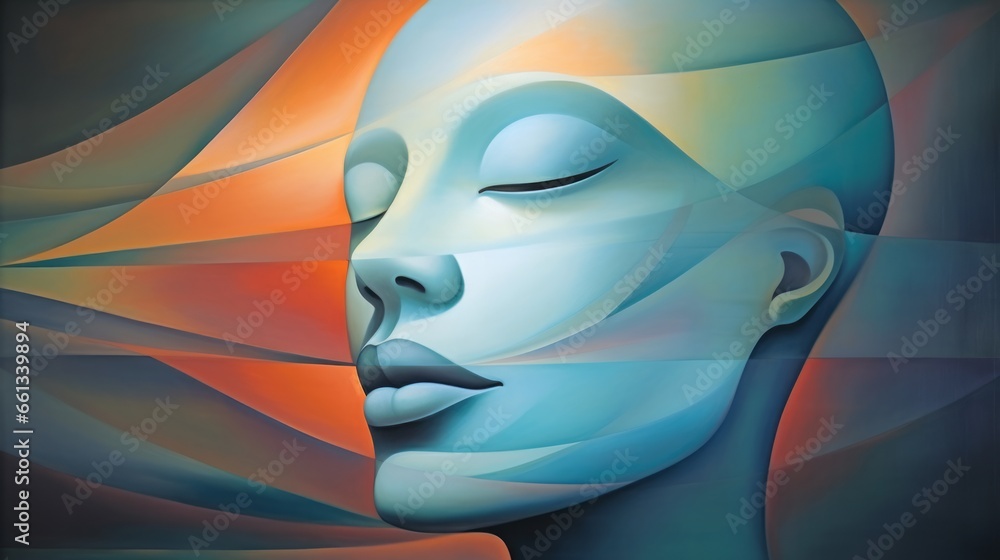 Mental Filter: Abstract, soft-shapes entering a simplified figure’s ...