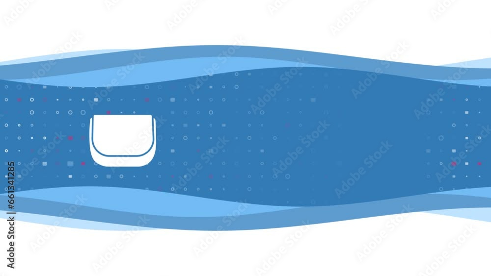 Animation of blue banner waves movement with white ladies handbag ...