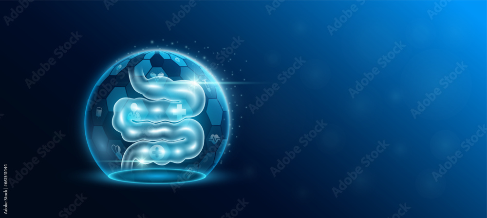 Small intestine human organ in dome shield protection futuristic and ...