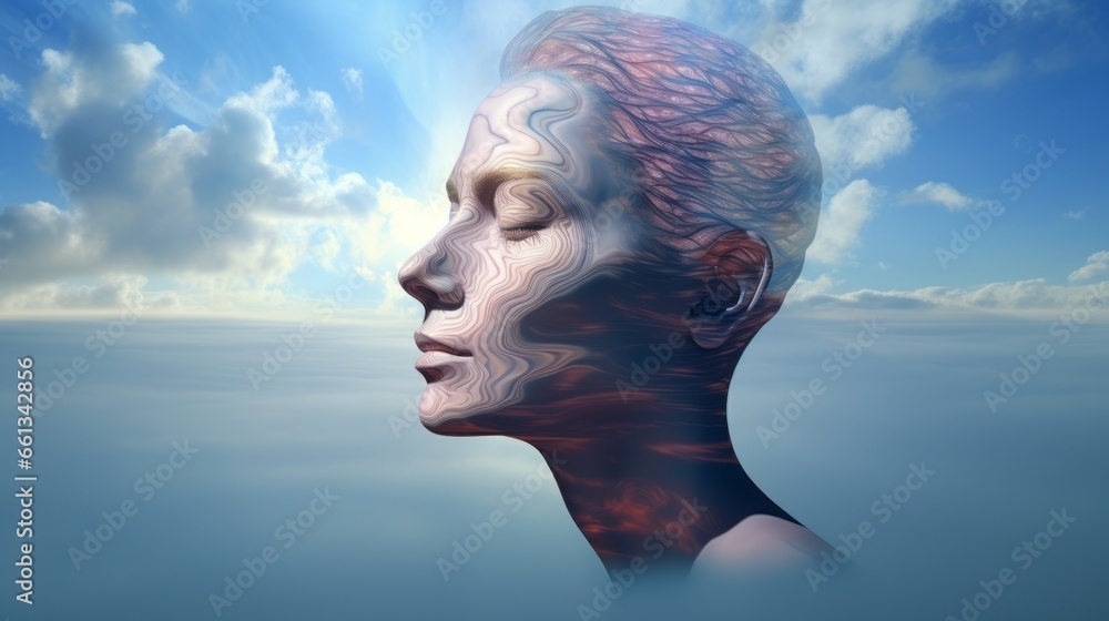Evolving Thoughts: A simple figure with an abstract, transforming cloud ...