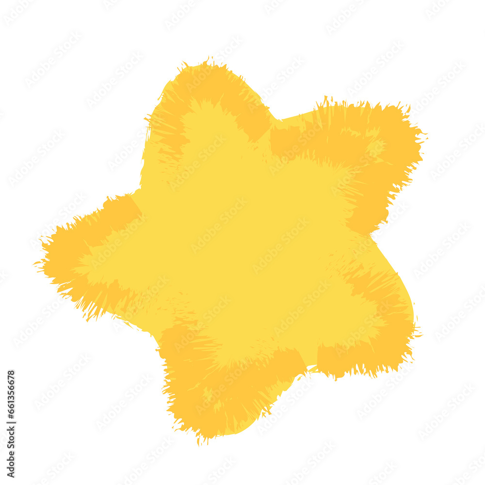 Yellow star drawing in crayon for decoration, sticker, cute element ...