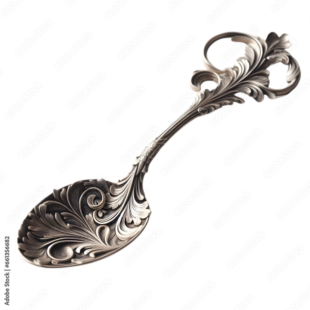 Vintage silver spoon illustration art with transparent background ...