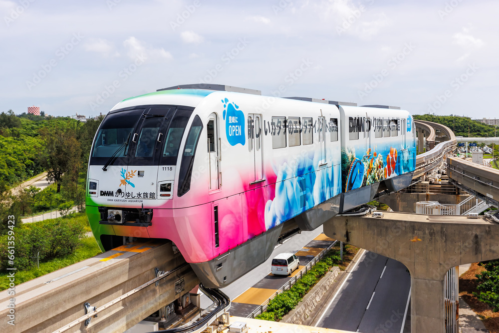 Okinawa Urban Monorail train public transport in Naha, Japan foto de ...