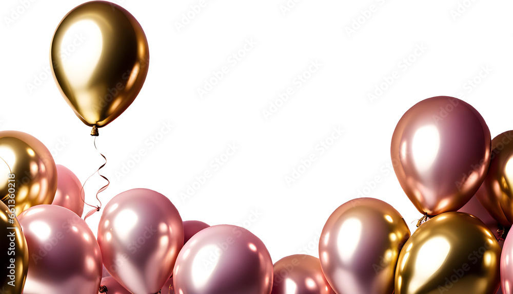 Gold and pink balloons (transparent background) png with alpha channel ...