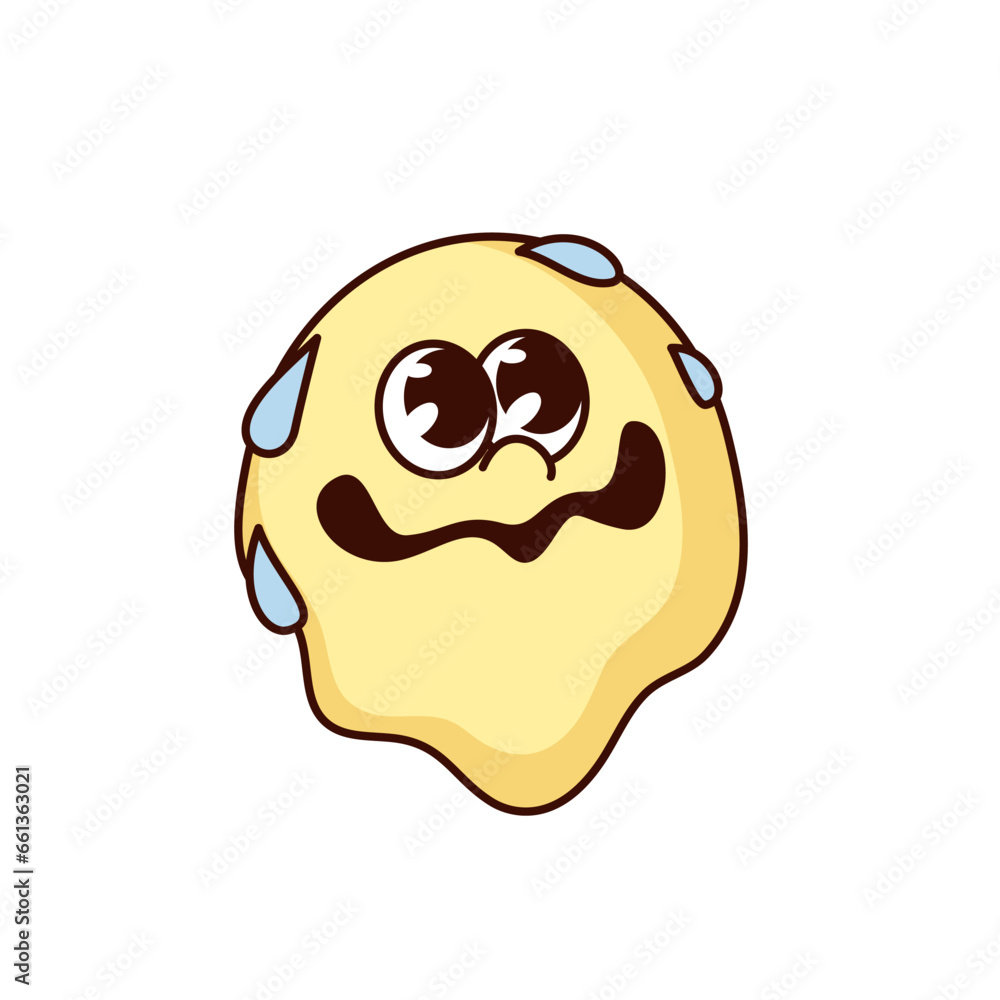 Groovy distorted emoji in fear vector illustration. Cartoon isolated ...