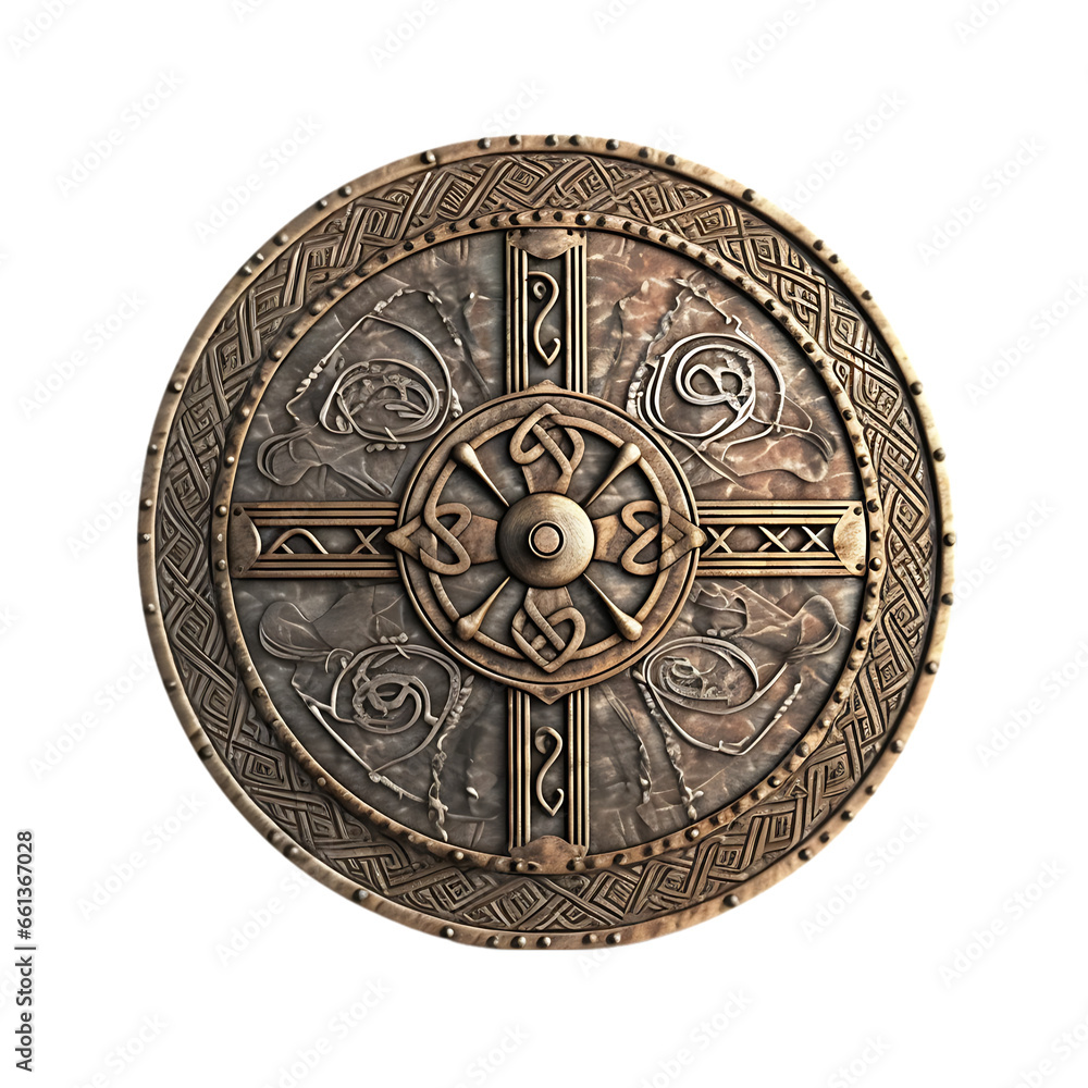 Ancient Viking Concave Round Shield Isolated on Transparent or White ...